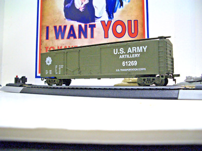 HO IHC US ARMY MILITARY ARTILLERY BOX CAR IN OLIVE DRAB #61269 50 FT ...