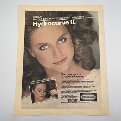 Hydrocurve 2 Contact Lens 1982 Vtg Print Ad 10"x12.5" continuous wear ...