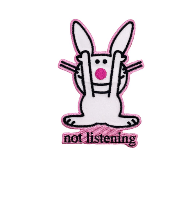 IT'S HAPPY BUNNY - NOT LISTENING - EMBROIDERED PATCH - BRAND NEW - HB ...
