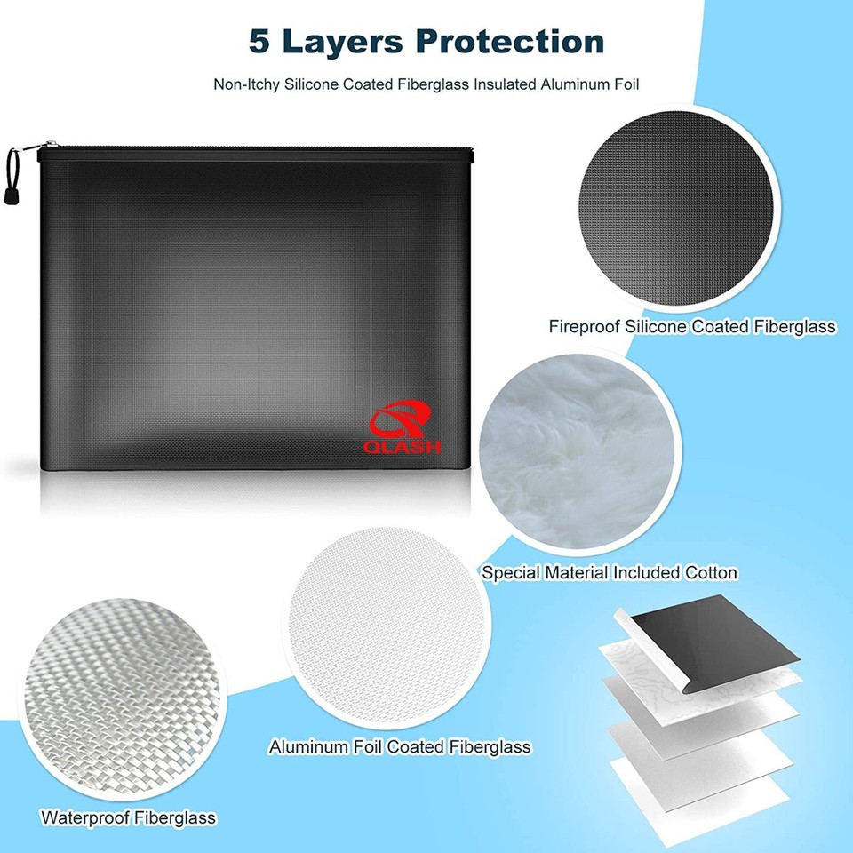 Large Fire Proof money Bag Fireproof Document Pouch Waterproof Safe ...