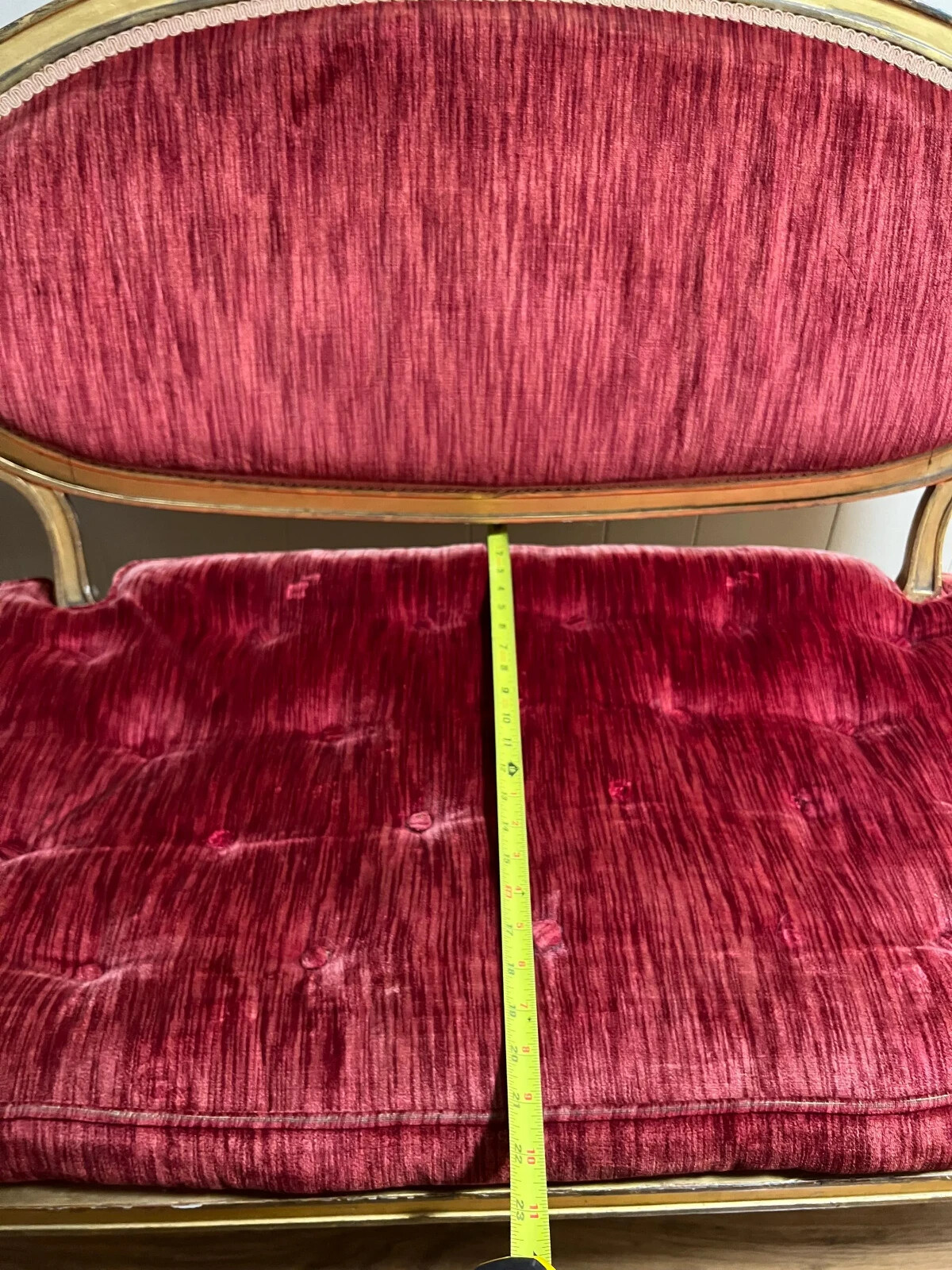 Antique French Louis XVI style Wooden Red Velvet Settee Sofa Antique ...