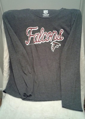 Atlanta Falcons Shirt Women's Tee XL NFL Team Apparel Gray Long Sleeve ...
