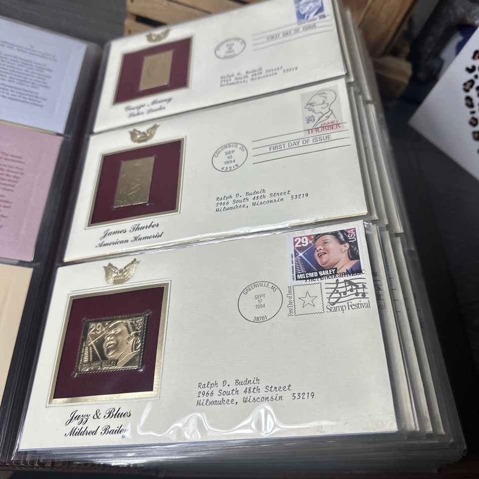 Golden Replicas Of United States Stamps In Album D And 22 Karat Gold ...