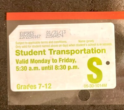 USED NEW YORK CITY MTA METROCARD STUDENT PASS Grades 7-12 | eBay