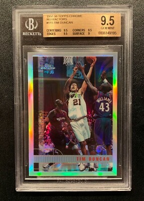1997-98 Topps Chrome Refractor Tim Duncan Rookie RC BGS 9.5 | eBay
