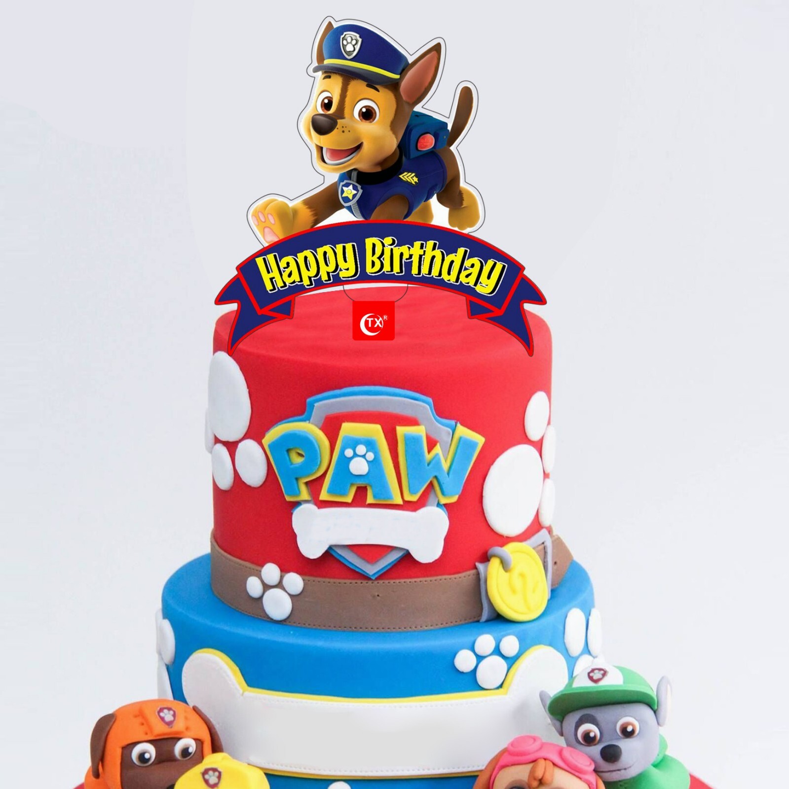 Happy Birthday Party Acrylic Paw Patrol Large Cake Topper Cake ...