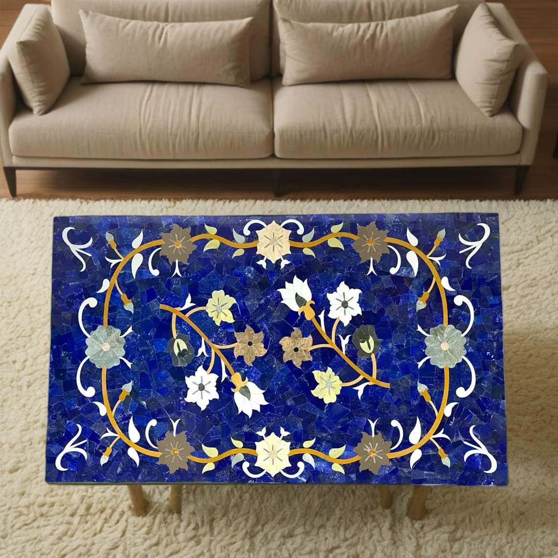 Blue Lapis Lazuli Stone Dining Table Top Handmade Kitchen Slab Bar ...