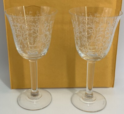 2 Water Wine Goblet Glass Eloise Villeroy & Boch Etched Slovakia Lead ...