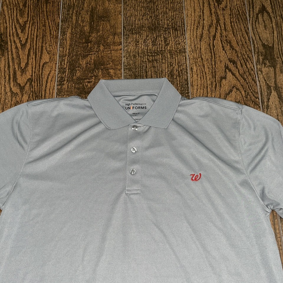 Mens Walgreen Employee Staff Grey Longsleeve Rugby Polo Golf Shirt Sz ...