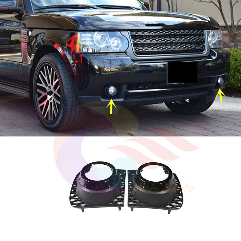 2x Black Front Bumper Foglight Grille Covers For Range Rover L322 2010 ...