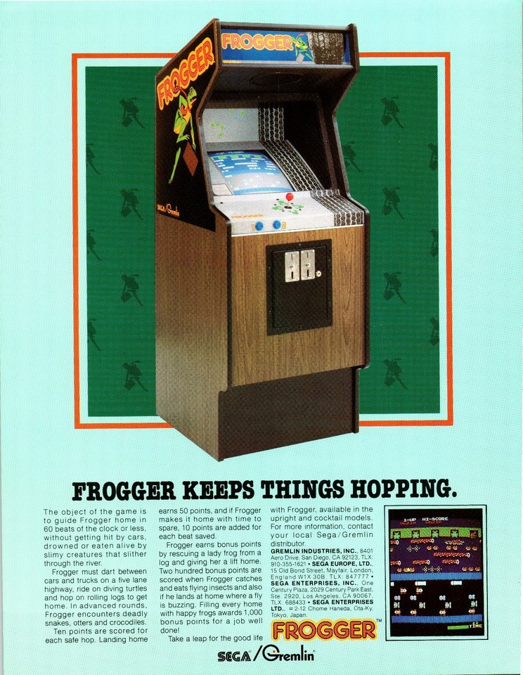 1981 Sega Gremlin Frogger Arcade Game Flyer Vintage Video Game Ephemera ...
