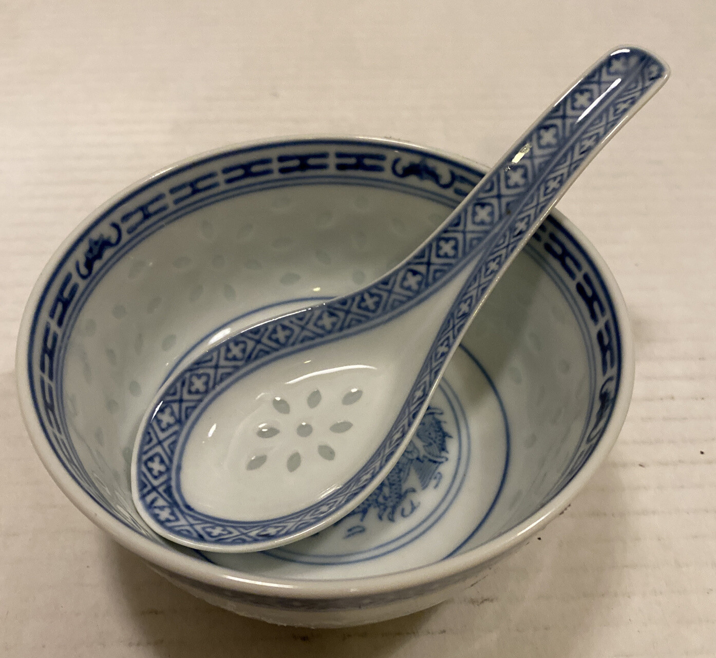 Tienshan "Rice Flower" Rice Bowl & Teaspoon 4 1/4" Made in China VGC | eBay