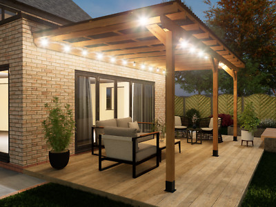 Wooden Lean to Pergola with Black Bitumen Corrugated Roof | eBay UK