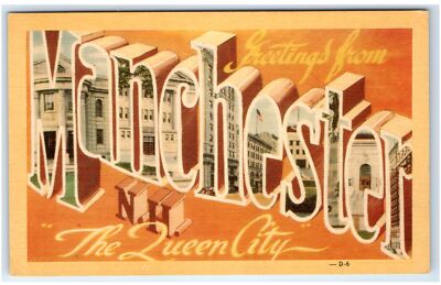 Manchester, NH Postcard- LARGE LETTER GREETINGS FROM MANCHESTER | eBay
