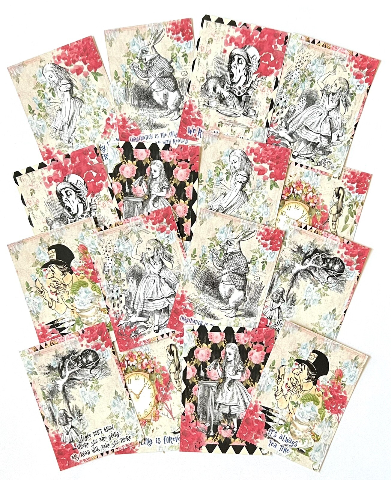 Alice in Wonderland Cards Set of 16 Alice Cards for Junk Journals ...