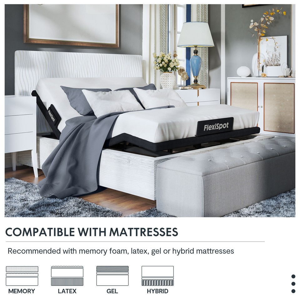 FLEXISPOT Massage Zero Clearance Adjustable Bed Frame Base with ...