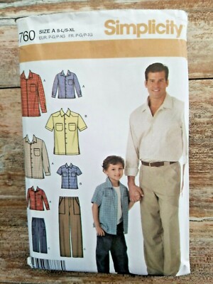 Simplicity Sewing Pattern 4760 Men Boys Cargo Pants Shirts Sizes S-XL ...