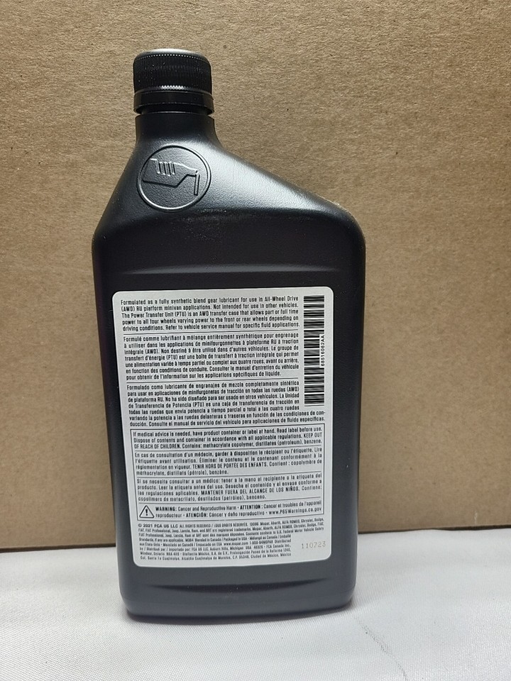 Genuine Mopar SAE 75W-90 AWD / PTU AXLE Lubricant 68516062AA | eBay