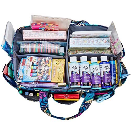 HOMEST Craft Organizer Tote Bag with Multiple Pockets Storage Art Caddy ...