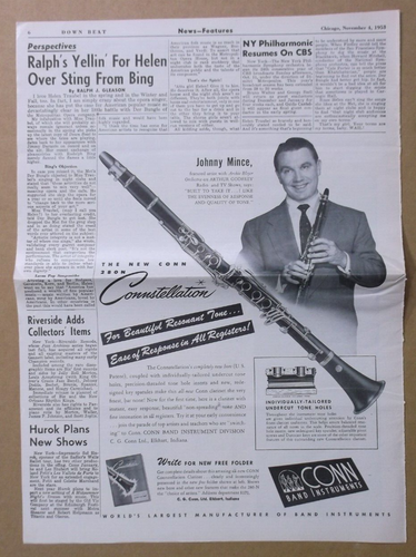 1953 Conn CLARINET Mag. AD~JOHNNY MINCE~Connstellation~MAYNARD FERGUSON ...