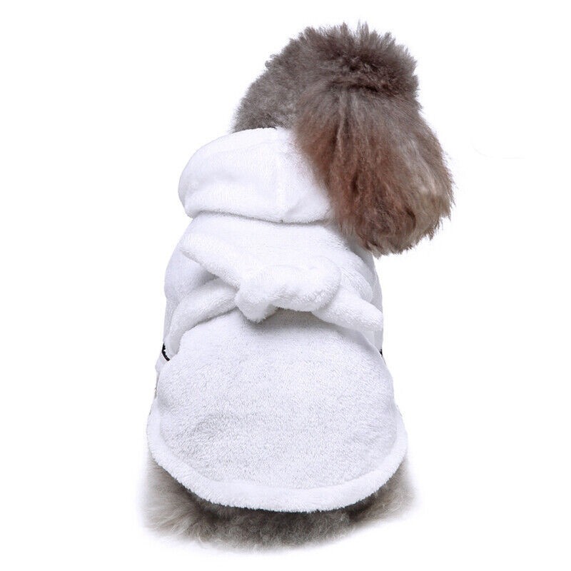 UK NEW Dog Bathrobe Towel Pajamas with Hood Absorbent Puppy Dressing ...