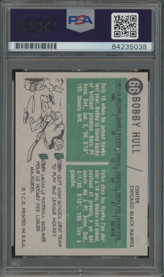 Bobby Hull HOF Signed Autograph 1958 Topps Rookie Card 66 Reprint PSA ...