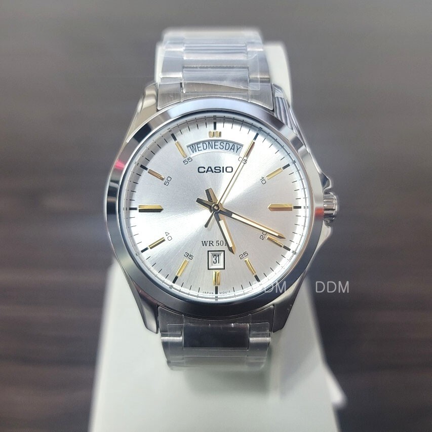 Casio MTP-1370D-7A2VDF Analog Silver Metal Band White Men Watch ...