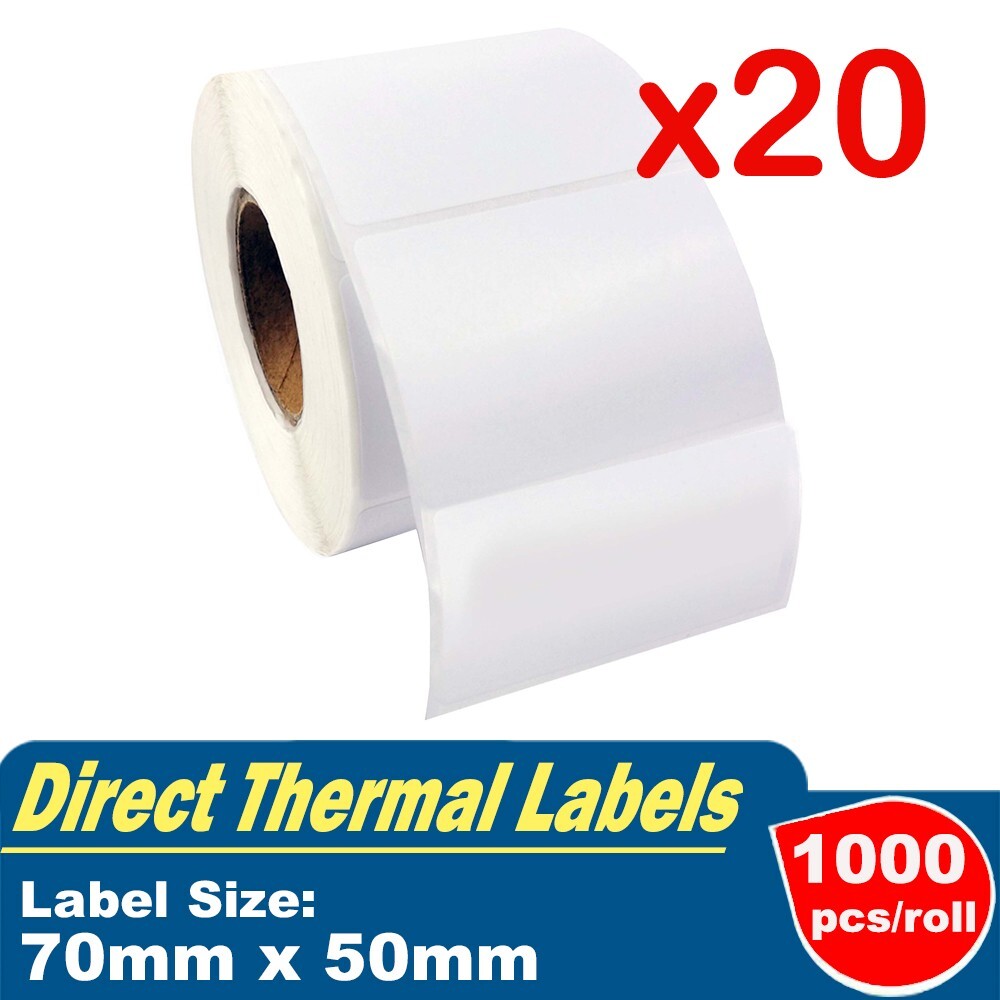 20 Rolls Direct Thermal Shipping Label Sticker 70x50mm Barcode POS ...