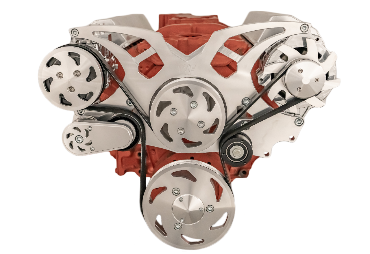 Small Block Chevy Serpentine Pulley Conversion Kit ALT A/C SBC 350 383 ...