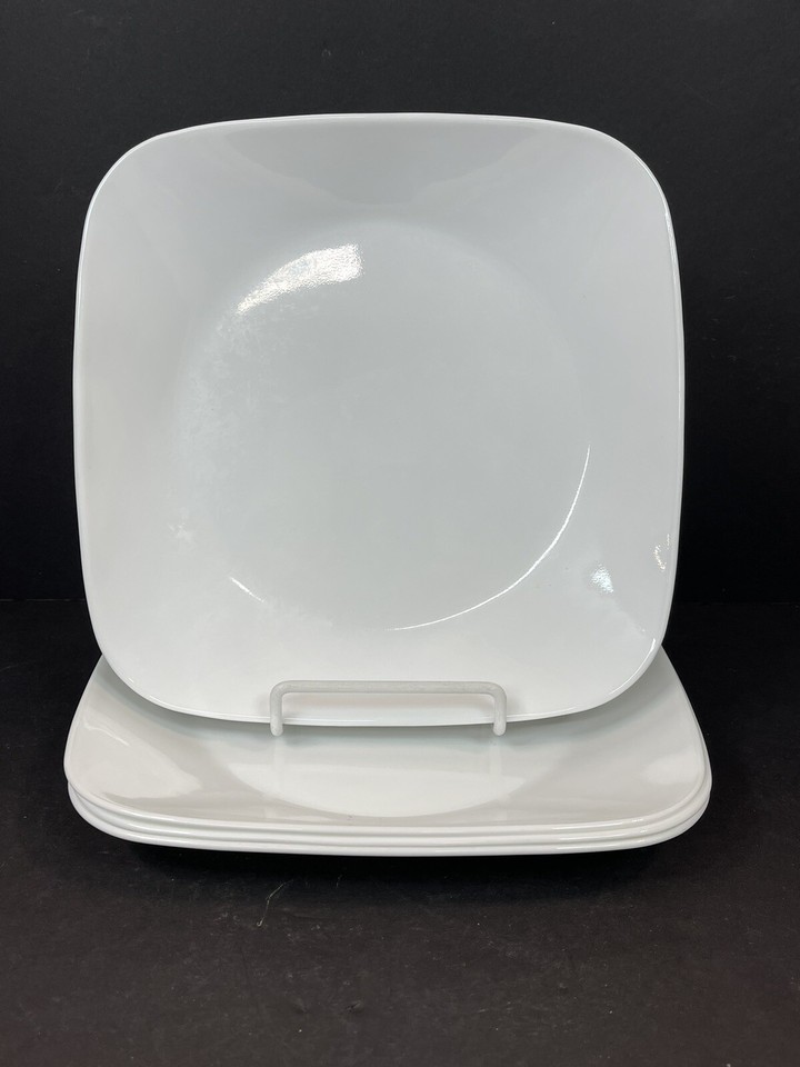 Set of 4 Corelle Vitrelle Pure White 9" Square Luncheon Plates | eBay
