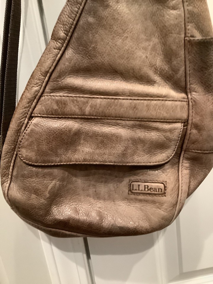 LL Bean Ameribag Leather Brown Vintage Healthy Back Crossbody Sling Bag ...