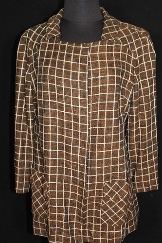 Raro DA DONNA 3/4 Marrone Vintage 1950'S Seta Tessuta WANAMAKER Giacca ...