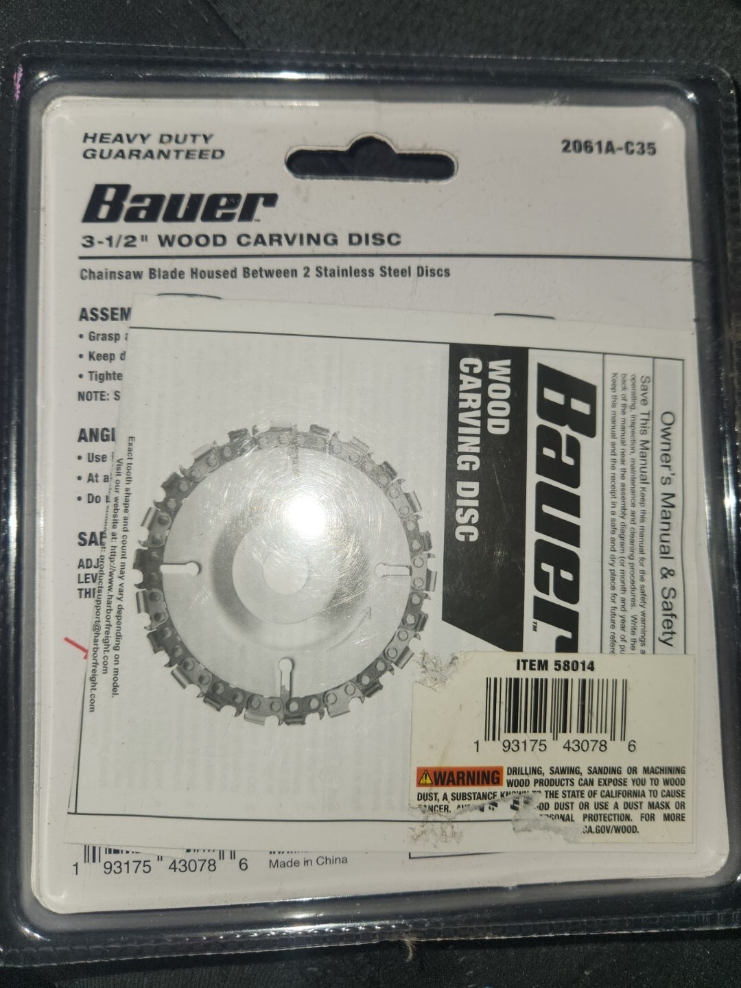 Bauer 4" Wood Carving Discs 22T 1/4" Tooth Pitch 2061A-C422 TU018 for ...