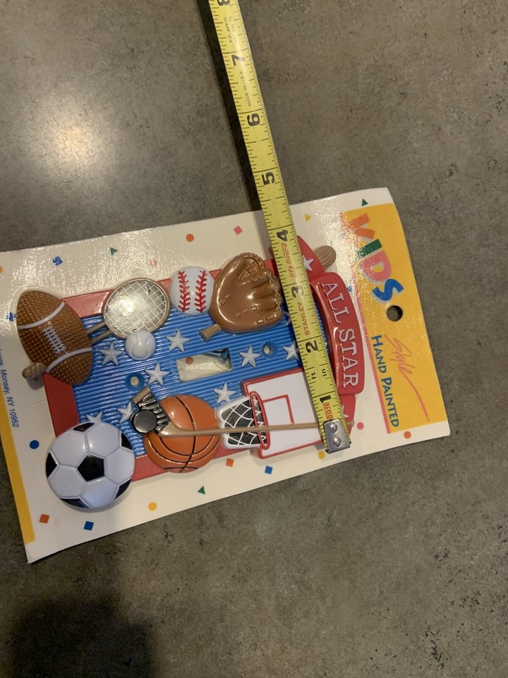 Vtg Kids Style Hand Painted All Star Sports Electric 3D Switch Plate ...