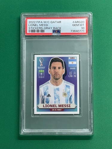 2022 FIFA W/C Qatar Lionel Messi Stickers Gray Back #ARG20 PSA 10 | eBay