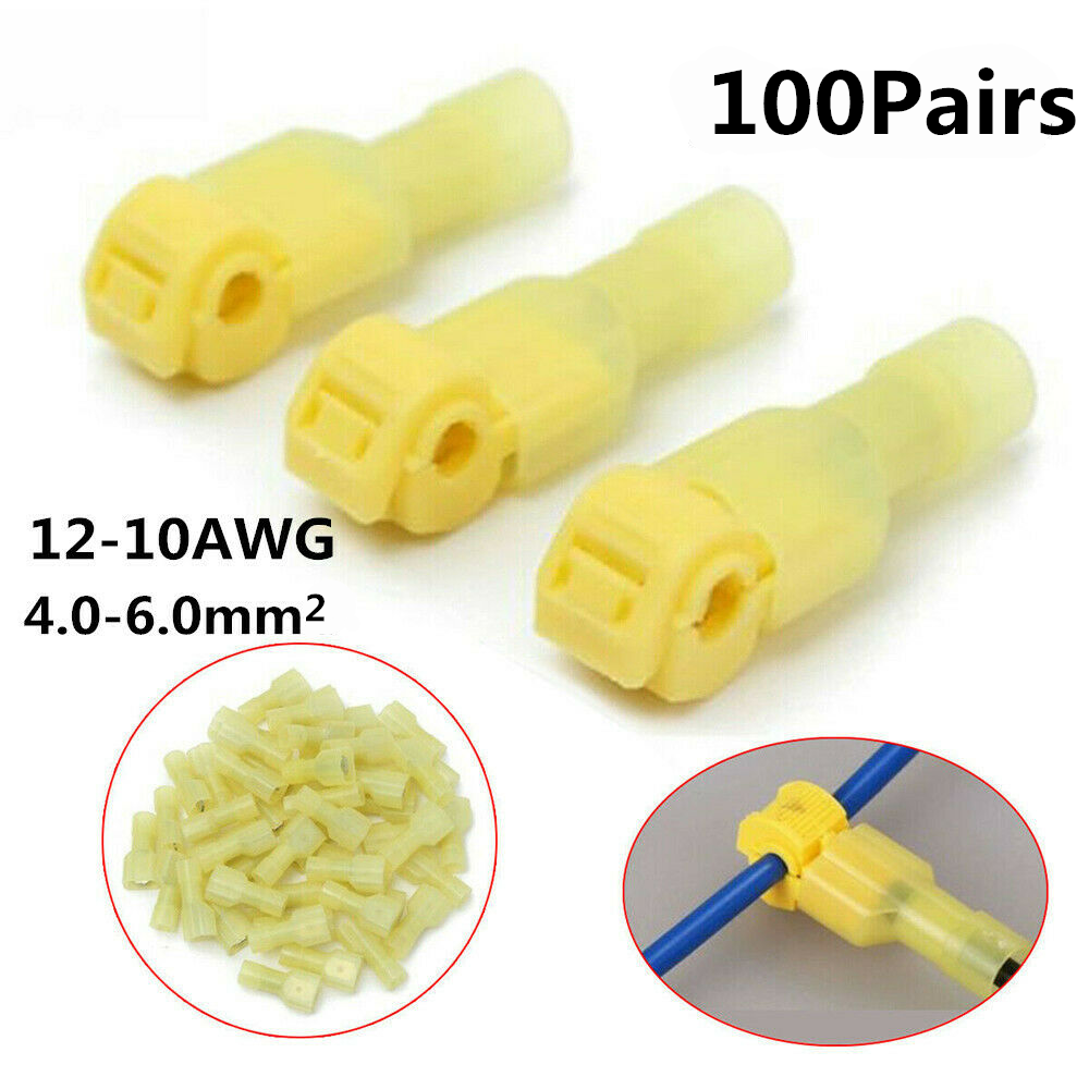 200pcs Yellow Quick Lock Splice Wire Connectors Terminal Crimp Clip ...