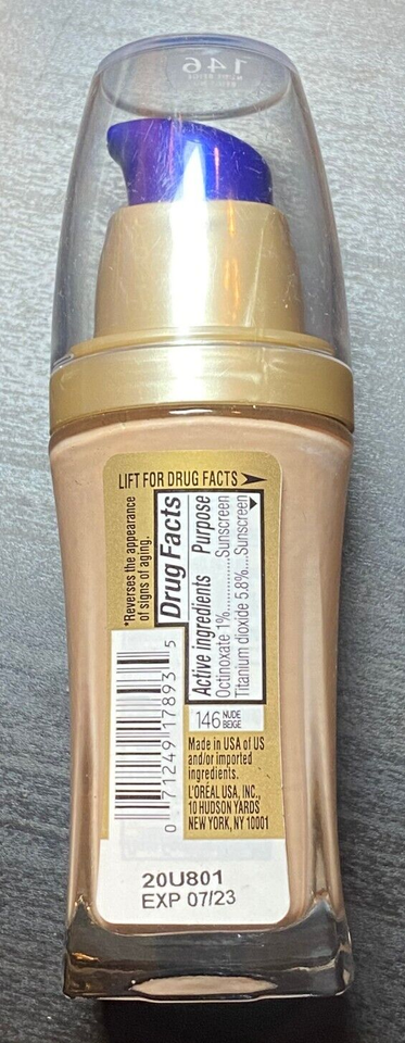 L'Oreal Visible Lift Serum Absolute Foundation 146 Nude Beige *exp 07/ ...