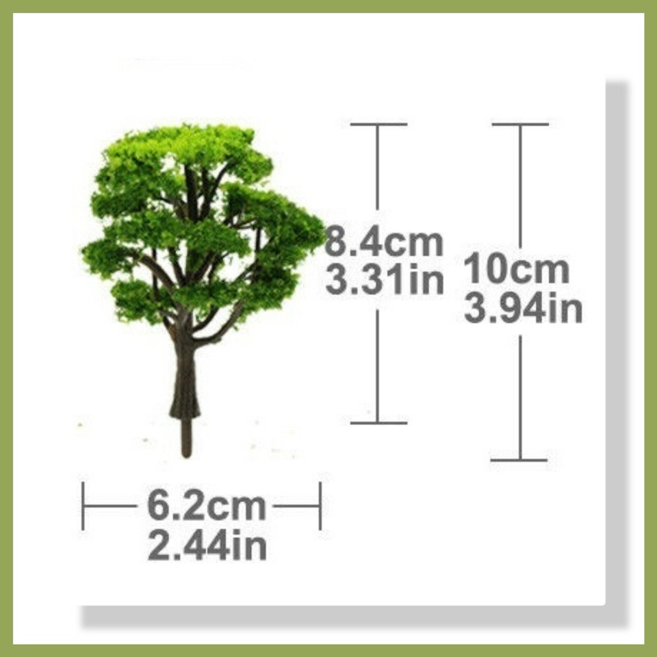 Large Trees - 2x 80mm & 2x 100mm in Dark Green (4pcs) - Suitable for OO ...
