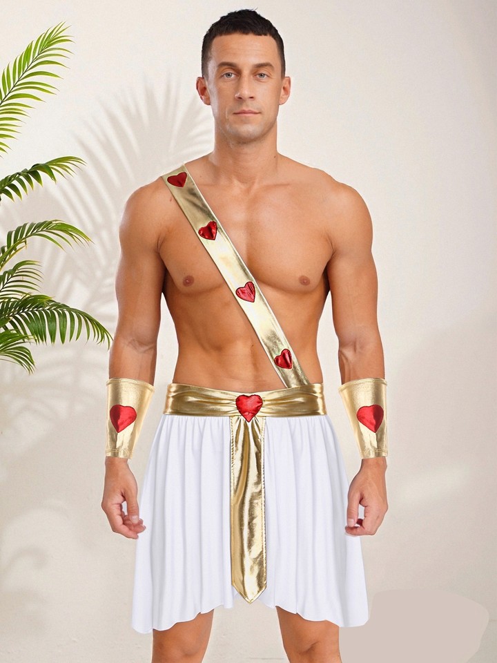 Mens Cosplay Toga Fancy Dress Roman Outfits God Of Love Cupid Costume ...