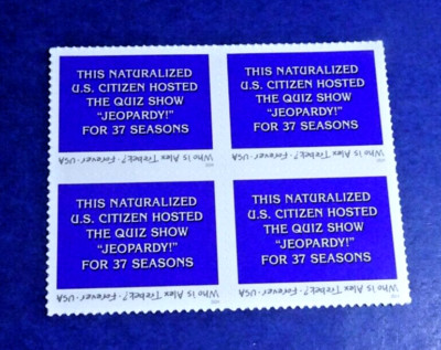 US 5907 ALEX TREBEK (JEOPARDY 37 YEARS) PANE " BLOCK OF 4" (F) STAMPS ...