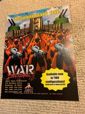 original 1999 ad 11-8 1/4” War Final Assault Atari Fun ARCADE VIDEO ...