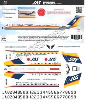 KITSHOBBY 1/144 McDonnell Douglas MD-80 Japan Air System JAS Model Kit ...