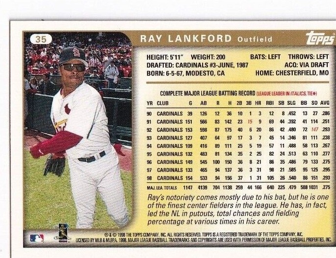 Ray Langford 1999 Topps ML Baseball Card #76 Gold Boarder Cardinals | eBay