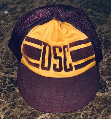 USC Trojans Vintage Hat Mesh/Trucker Hat Snapback Rare 70's/80's Maroon ...