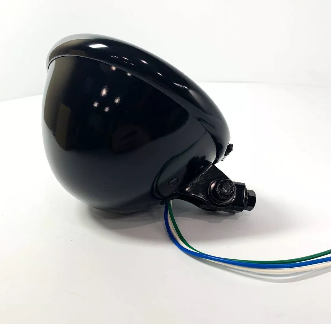 Black Motorcycle Headlight Headlamp Bucket Housing Bottom Mount - 5 3/4 ...