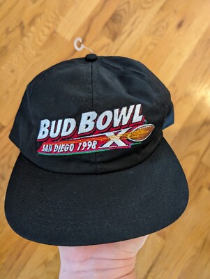 Bud Bowl 1998 San Diego Super Bowl Cap Hat Black Embroidered One-Size ...