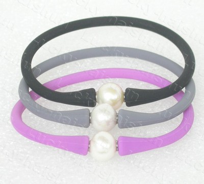 7" 3pcs rubbery springy white pearl black gray purple Silicone rubber ...