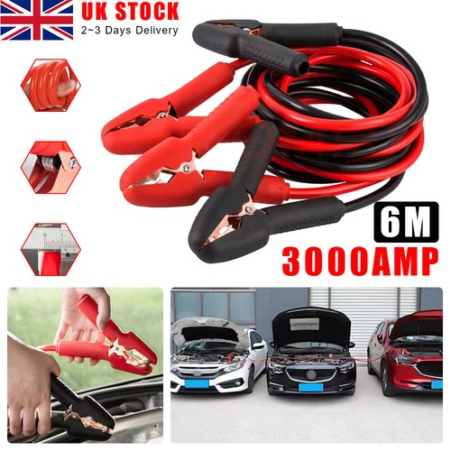 6M Heavy Duty Jump Leads 3000AMP Car Van Battery Starter Booster Cables ...