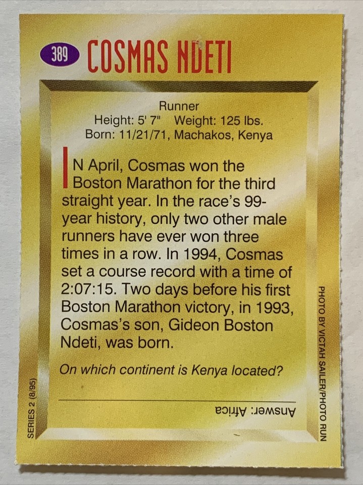 1995 Sports Illustrated for Kids, Cosmas Ndeti, Card #389, Running | eBay