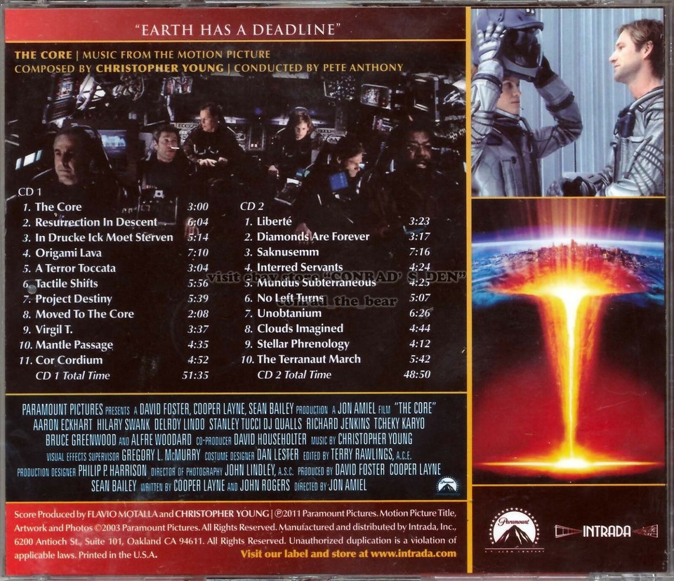 Christopher Young "THE CORE" score Intrada Special Collection 2CD ...